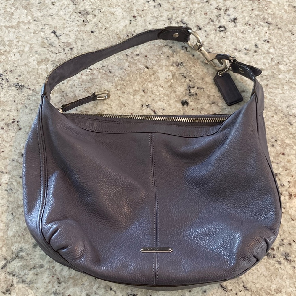 Coach Avery Plum Pebbled Leather Hobo Shoulder Bag - Gem